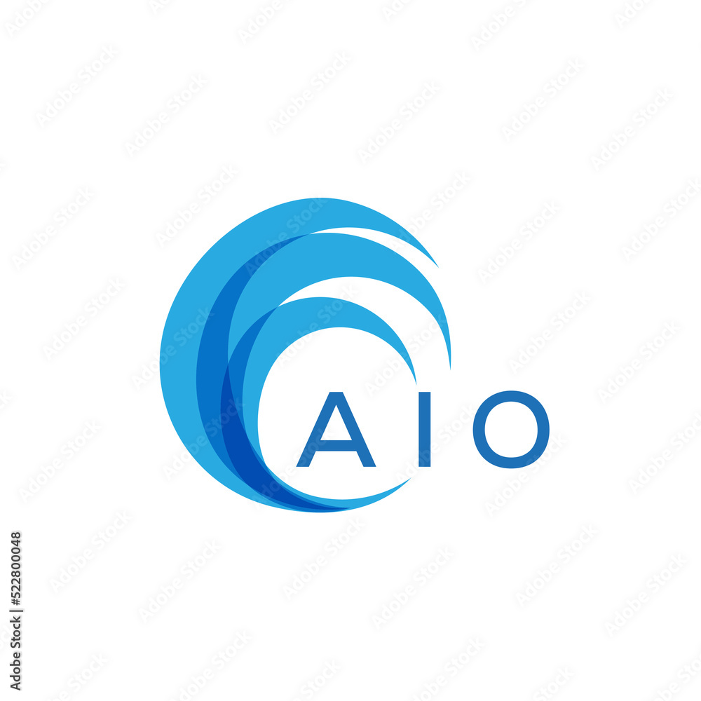 AIO letter logo. AIO blue image on white background. AIO Monogram logo ...