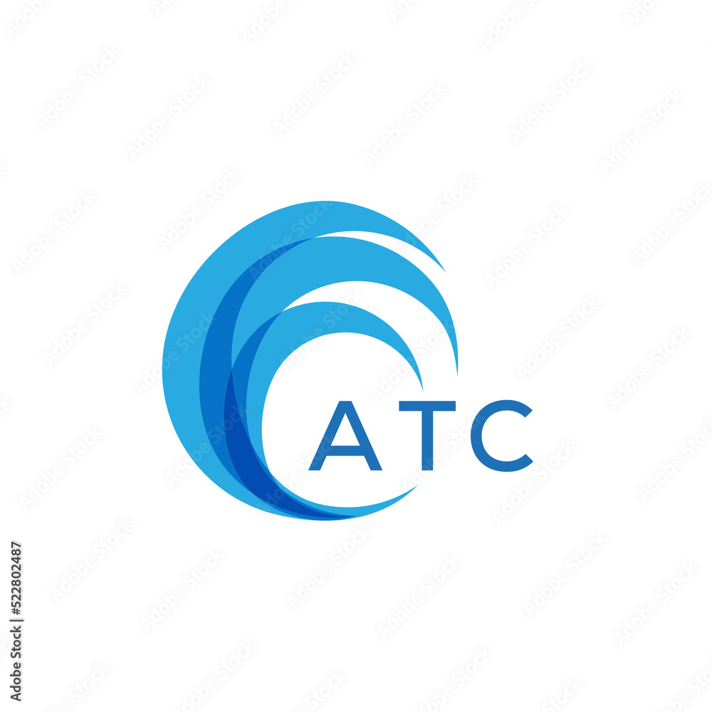 ATC letter logo. ATC blue image on white background. ATC Monogram logo ...