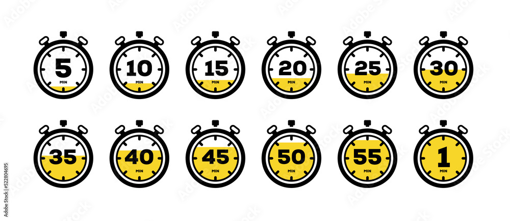 Timer Icon Collection Symbol Timer On A White Background Set Of Timer