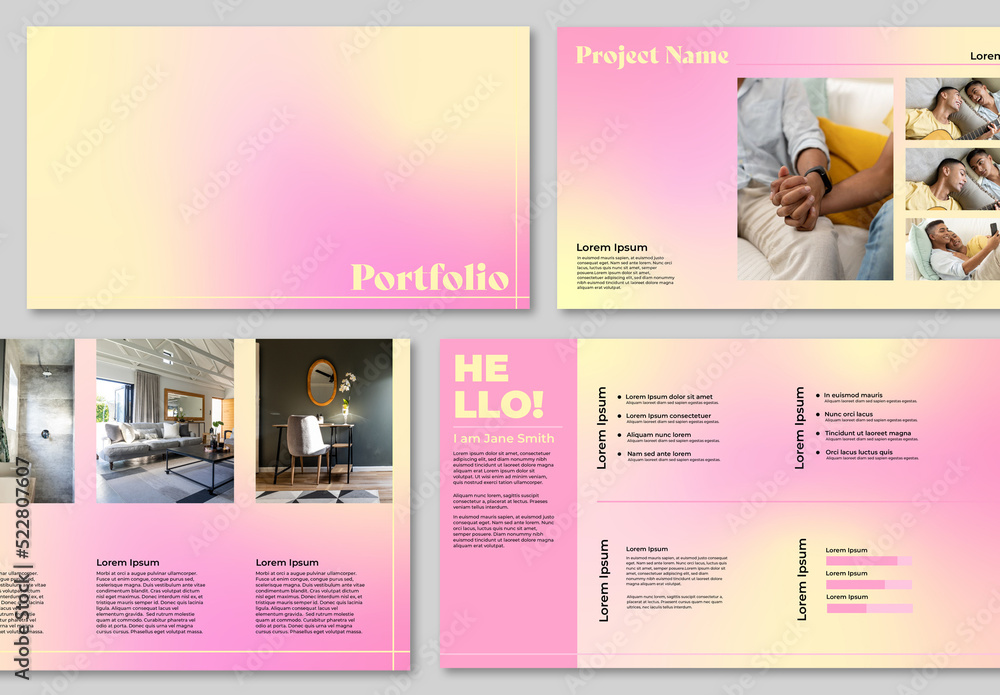 Beige and Pink Soft Pop Portfolio Stock Template | Adobe Stock