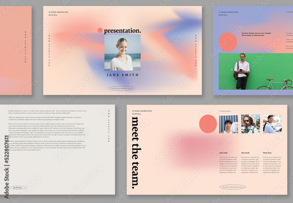 Presentation Layout with Pastel Accents Stock Template | Adobe Stock