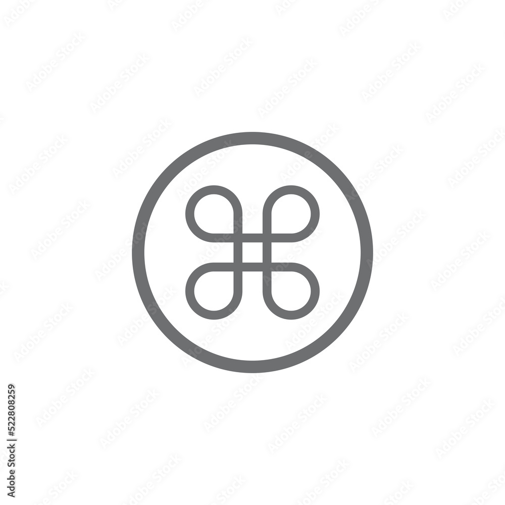 eps10 grey vector command button with circle icon isolated on white ...