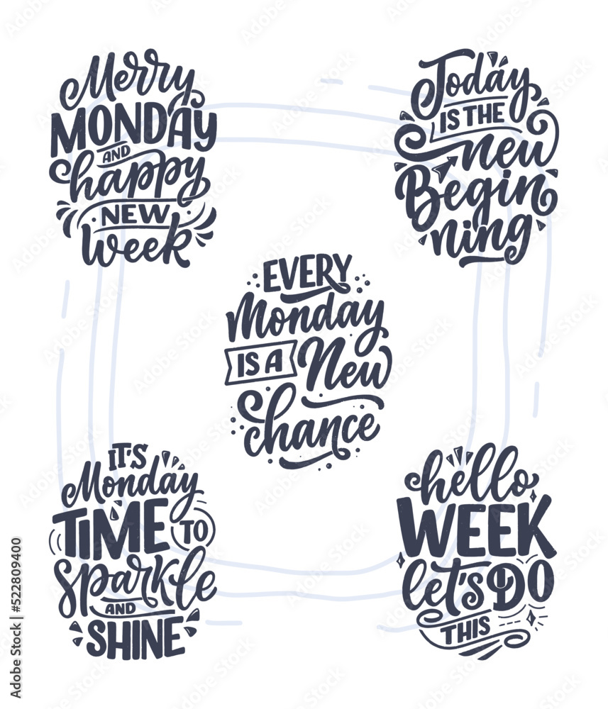 Set with hand drawn lettering quotes in modern calligraphy style about ...