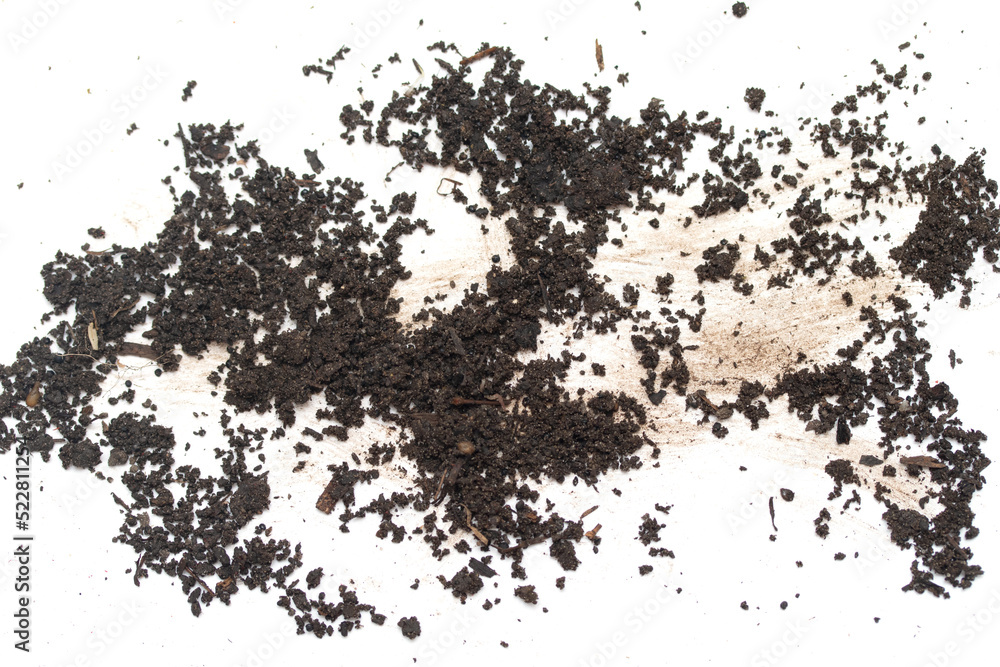 Dirty spots of earth on a white background. The paper is dirty. Stock ...