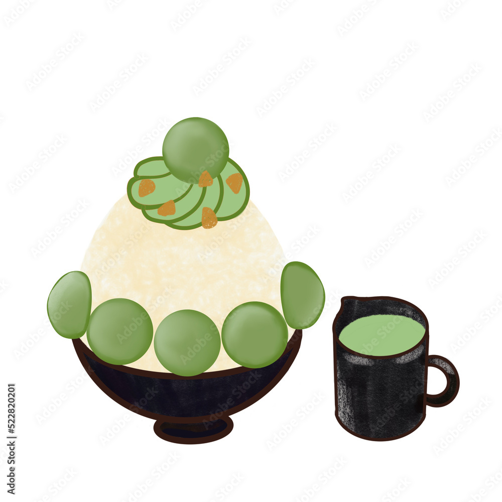Green melon pingsu in cute style, It's Korea sweet. Stock Illustration ...