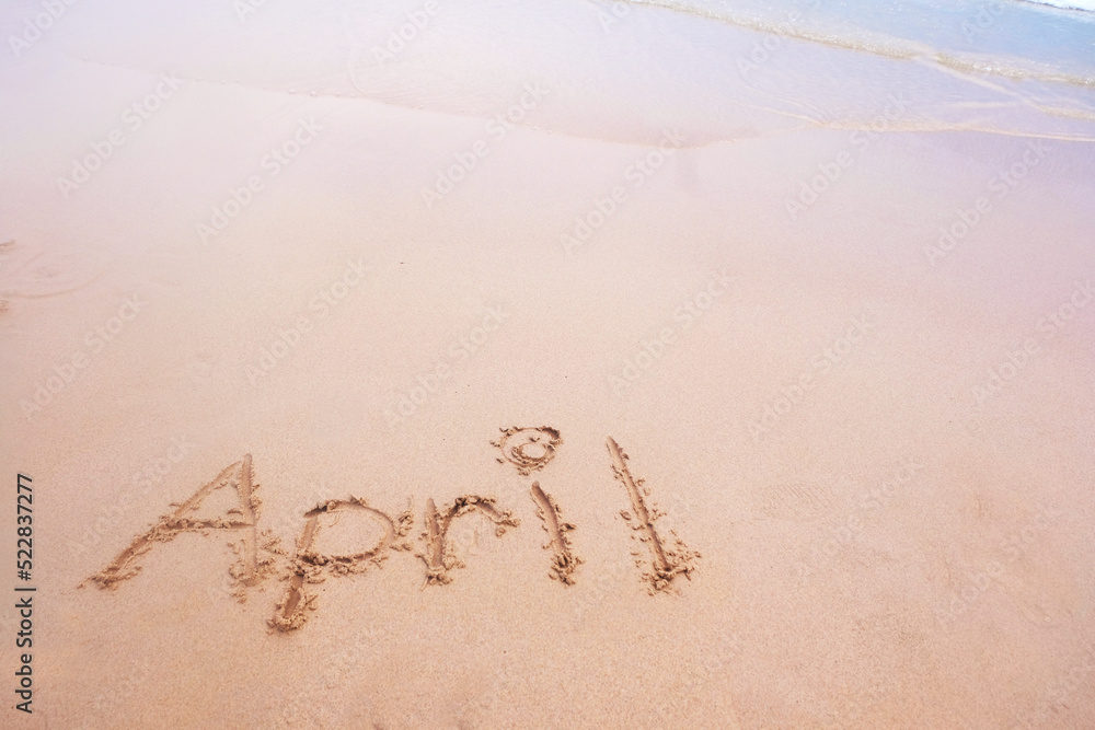Writing on Sand "April" Writing at the Beach "April" for natural ...