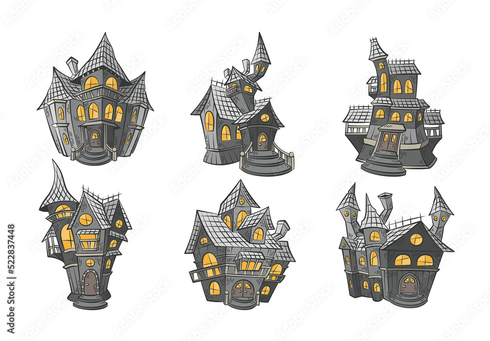 Halloween Haunted House Vector Clipart Stock Template | Adobe Stock