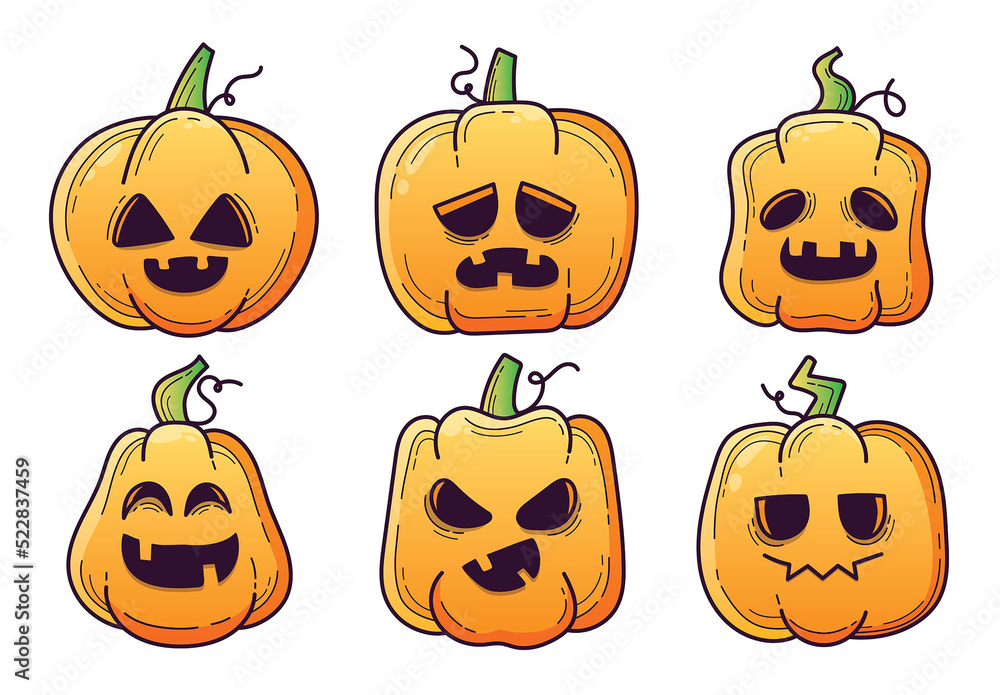 Halloween Pumpkin Vector Clipart Illustrations Stock Template | Adobe Stock