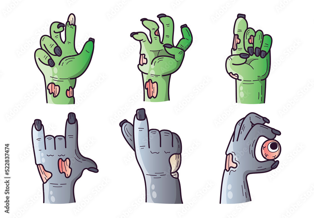 Zombie Hands Pointing Halloween Vector Clipart Stock Template | Adobe Stock