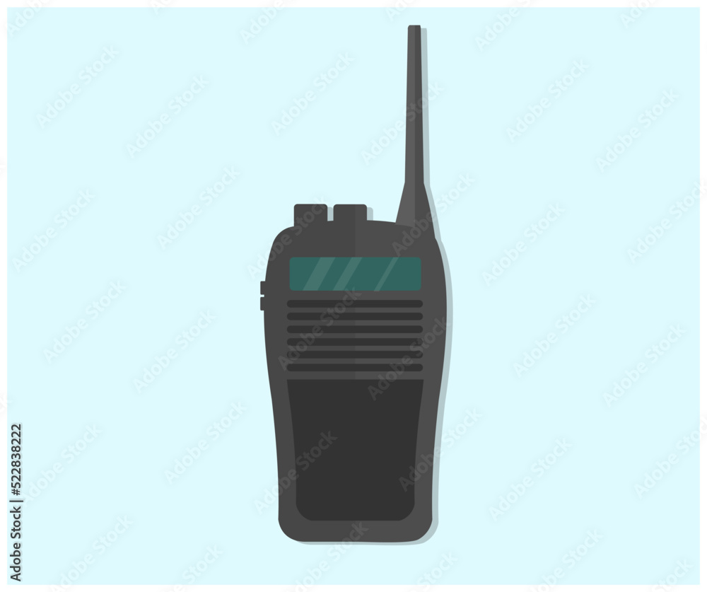 A modern dual band walkie talkie radio with lcd display logo design ...