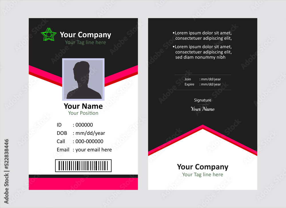 Employee ID Card, illustration, Creative Id Card Design, Editable ...