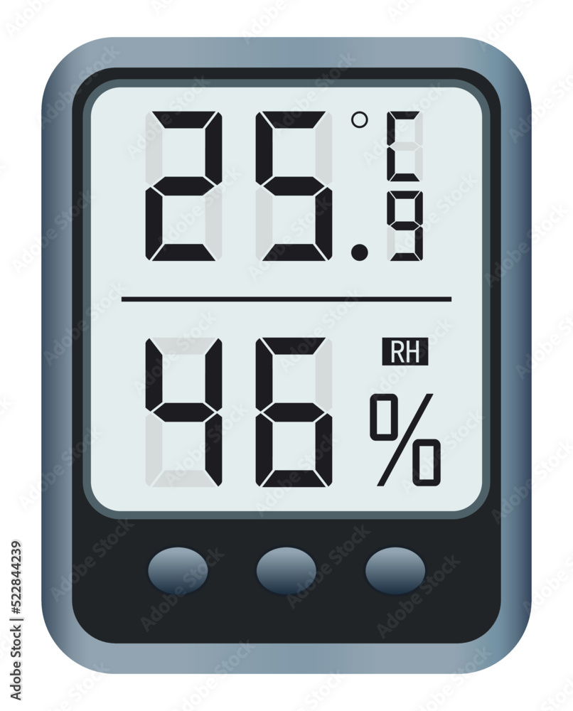 Digital Thermometer and Humidity meter (hygrometer) indicator vector ...