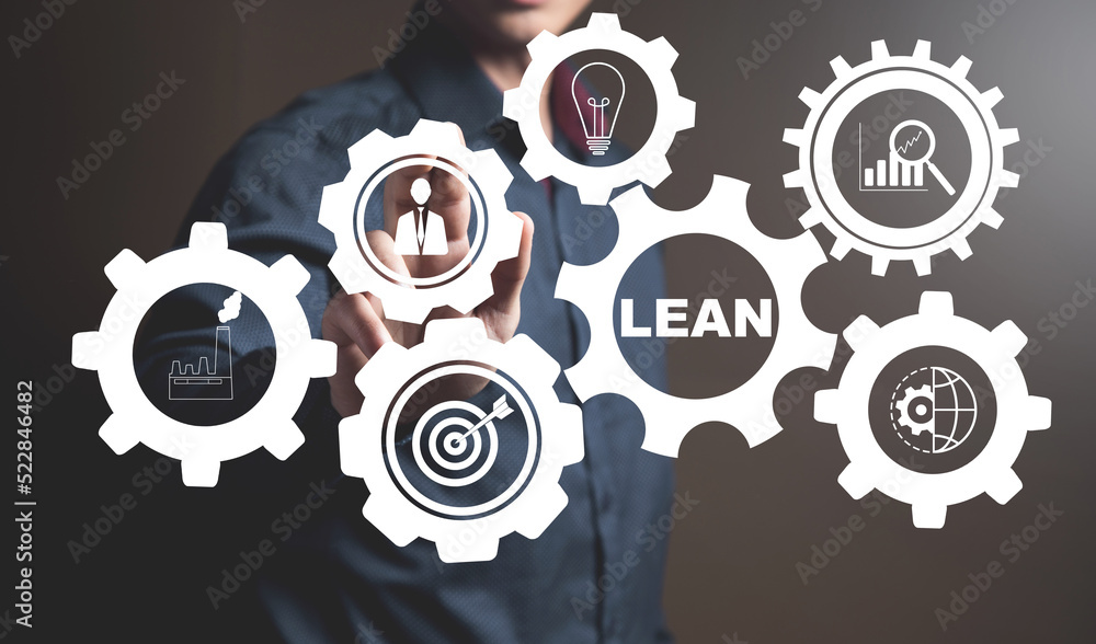 Lean manufacturing DMAIC Six sigma technology concept. In gears. Man ...