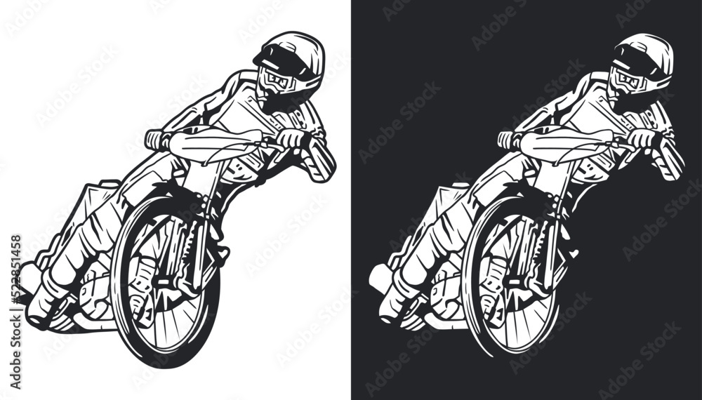 Speedway rider vector line art illustration Stock Vector | Adobe Stock