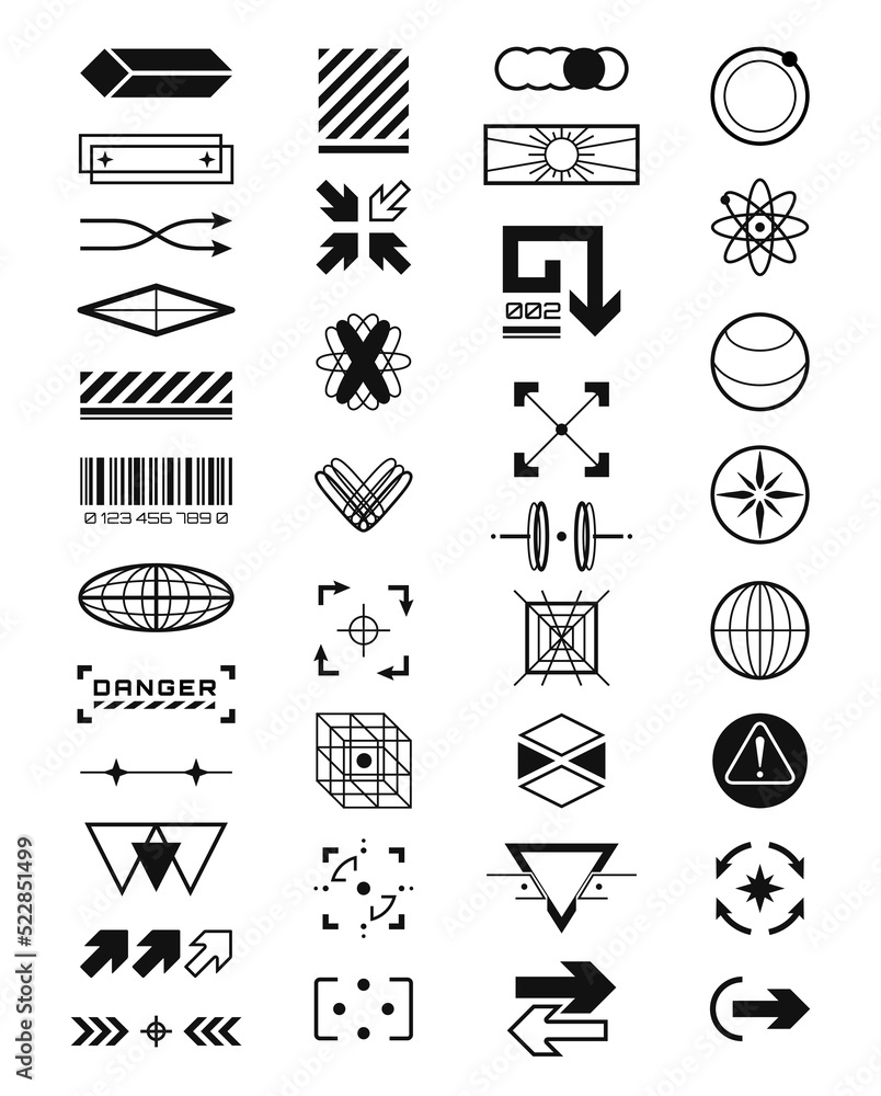 Collection of futuristic elements. Sci-Fi UI elements. Universal trendy ...