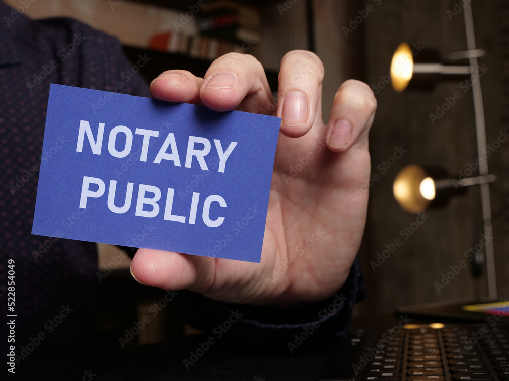 Notary Public is shown using the text Stock Photo | Adobe Stock