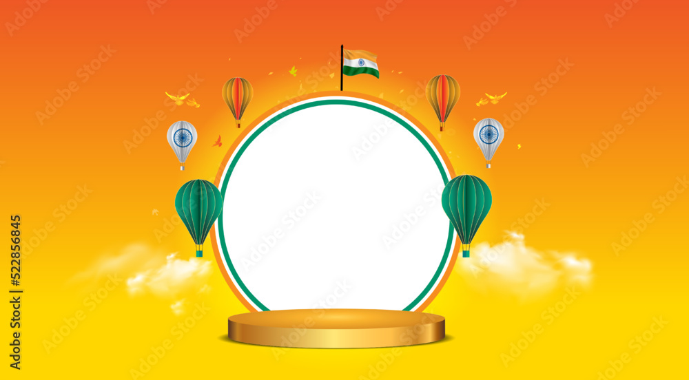 Independence day India template design. Indian tricolour flag with ...