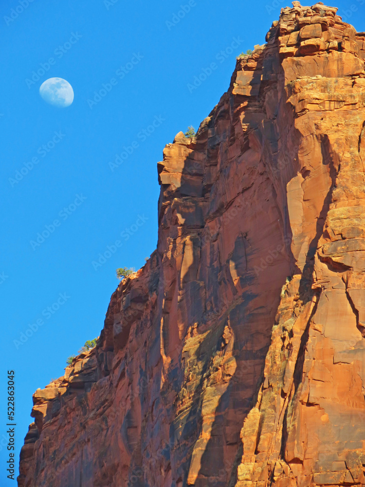 Moon Rise over Navajo Sandstone Gorge - A moon rise above the sandstone ...