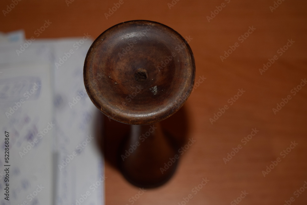 Old wooden stethoscope used by doctor to listen to heart and lungs ...