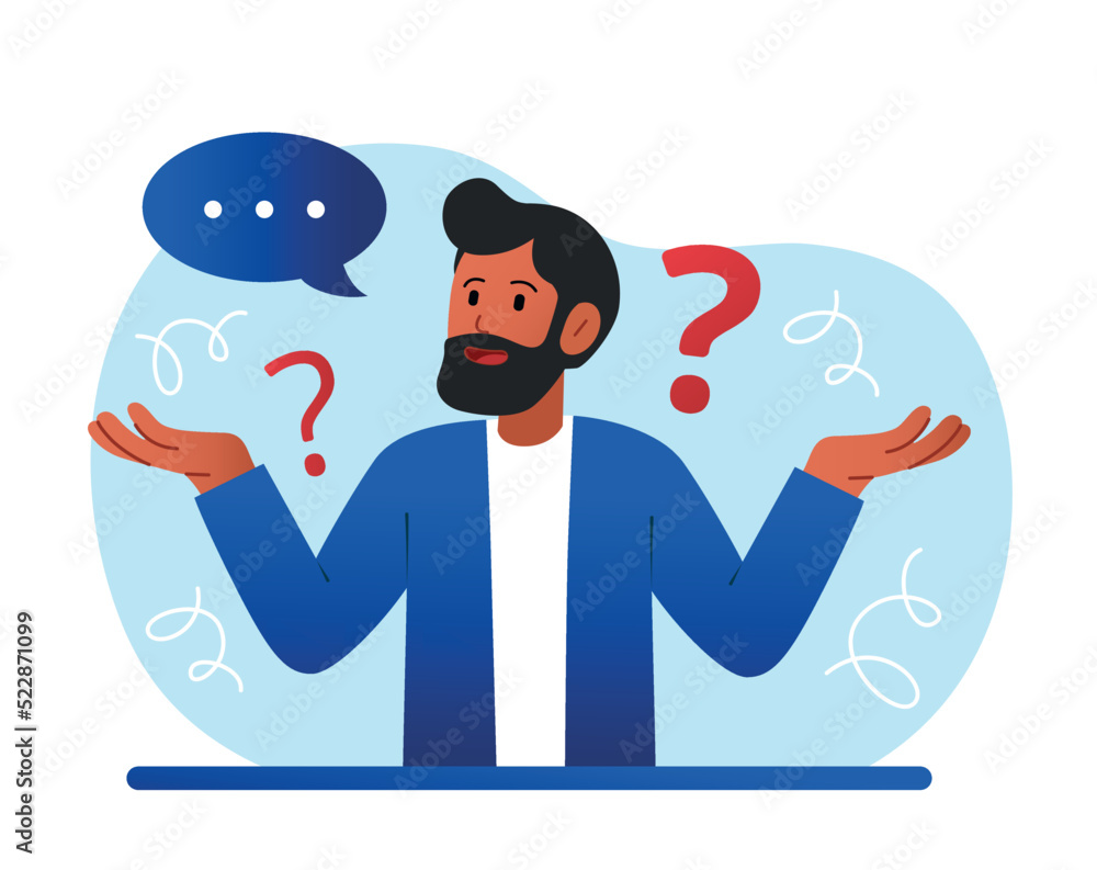 Person shrugging concept. Man does not know answer to question, young ...