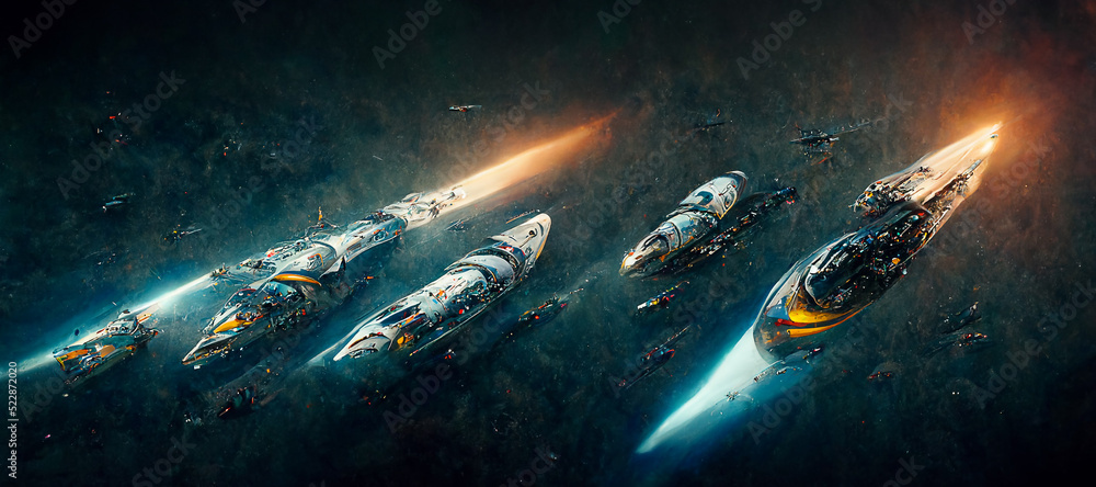 fleet of spacex starships in spacefuturistic sci fi Digital Art ...