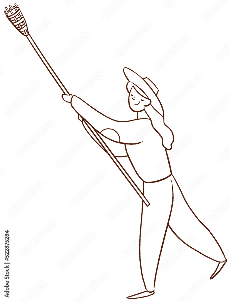 Asian farmer line art icon png Stock Illustration | Adobe Stock