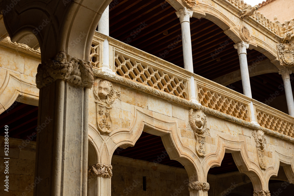 Typical Salamanca architecture of Public Library patio with two-level ...