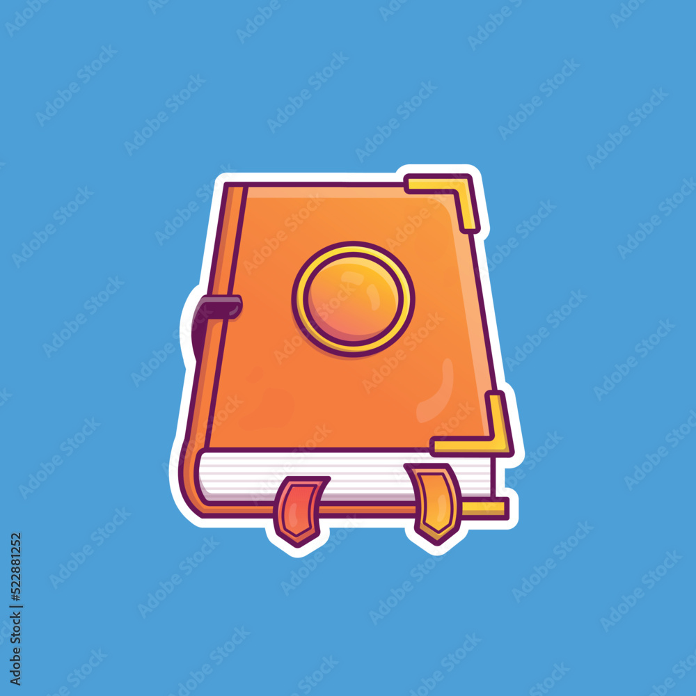 Cartoon magic book in vector illustration. Isolated object vector. Flat ...