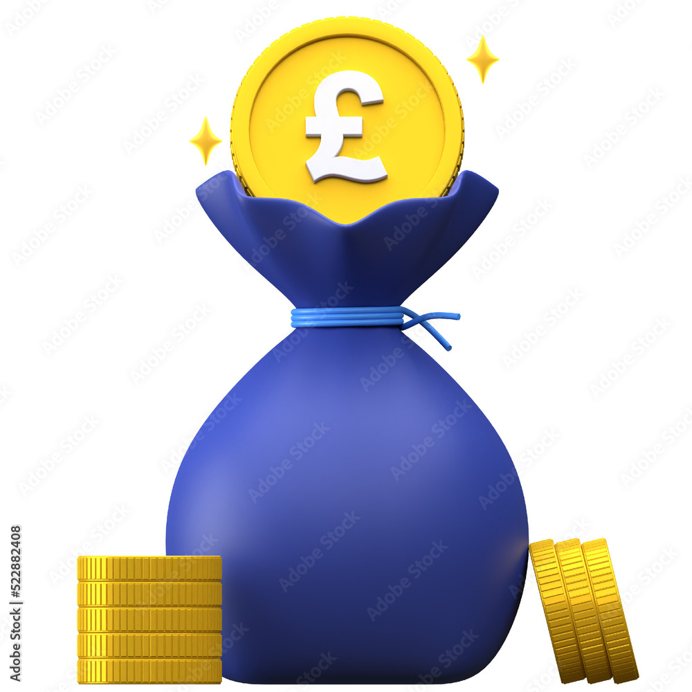 pound money bag 3d illustration Stock Illustration | Adobe Stock