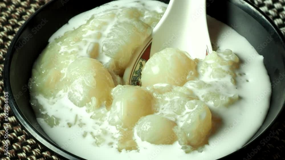 Close up longan sticky rice dessert, Thai famous dessert. Stock Video ...