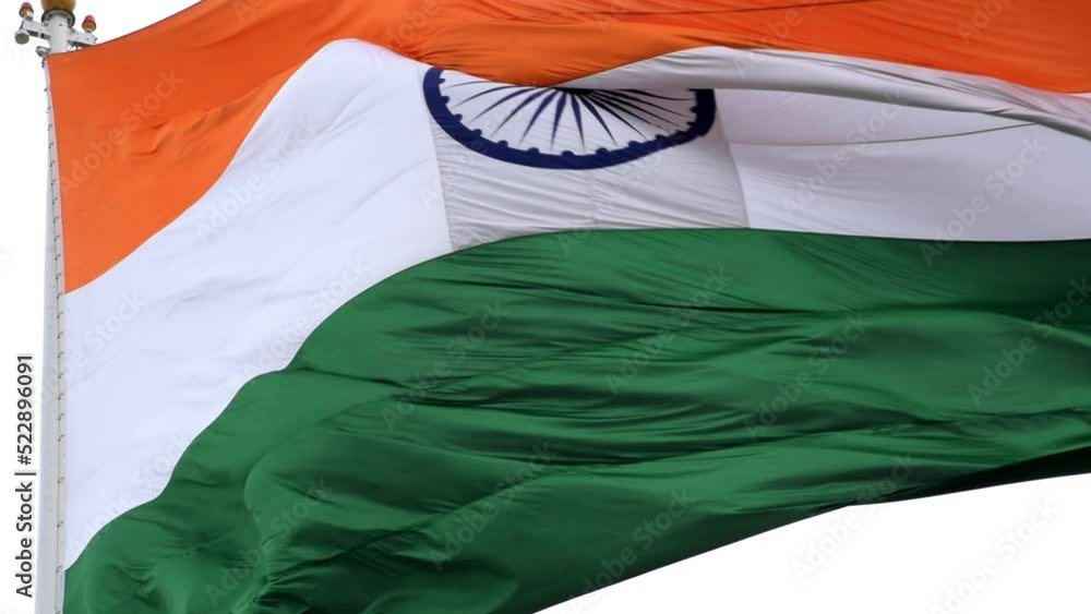 India flag flying high at Connaught Place with pride in blue sky, India ...