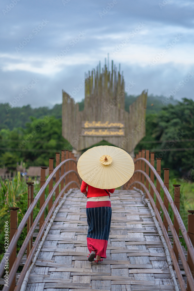 Asian woman dressed in traditional Northern Thailand culture on the ...
