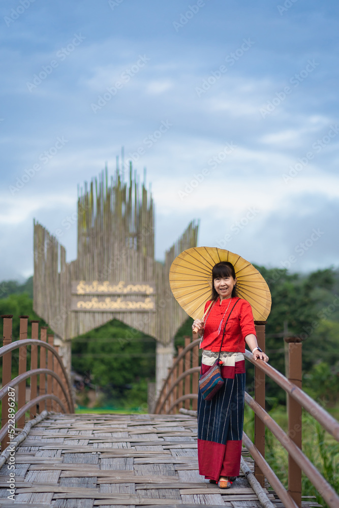 Asian woman dressed in traditional Northern Thailand culture on the ...