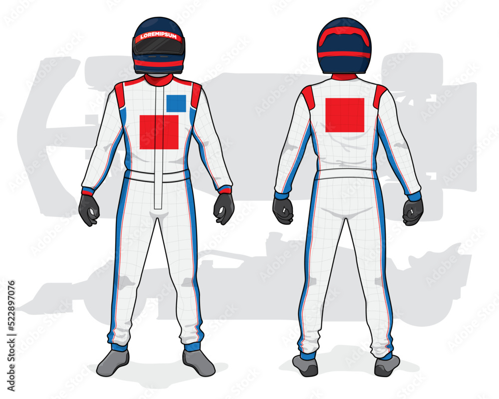 Racing driver uniform template mockup design Stock Vector | Adobe Stock