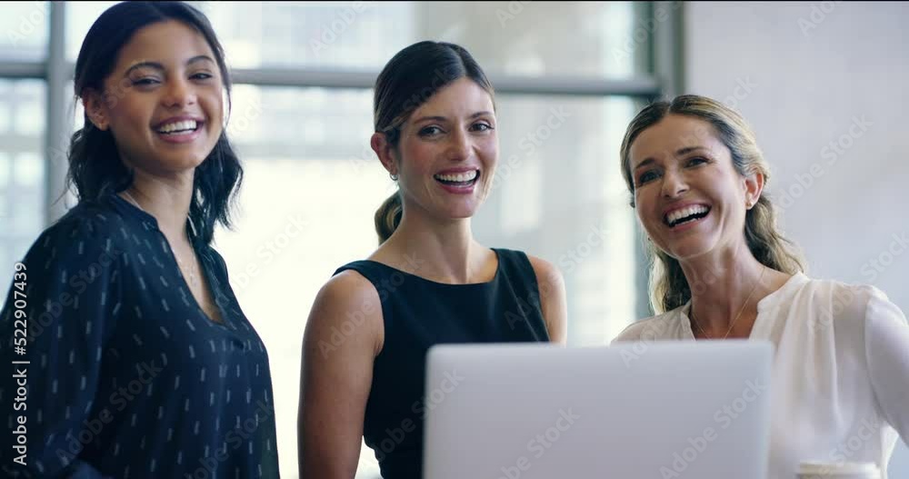 Businesswomen in collaboration on a laptop to look at the project ...