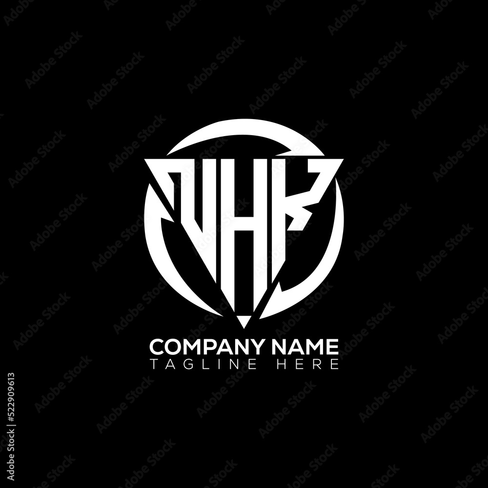 NHK letter luxury logo design on black background. NHK creative ...