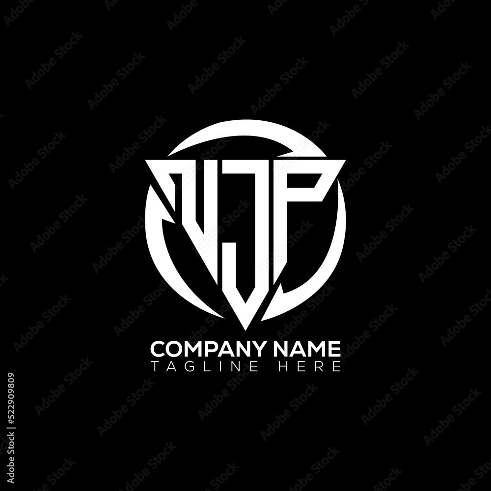 NJP letter luxury logo design on black background. NJP creative ...