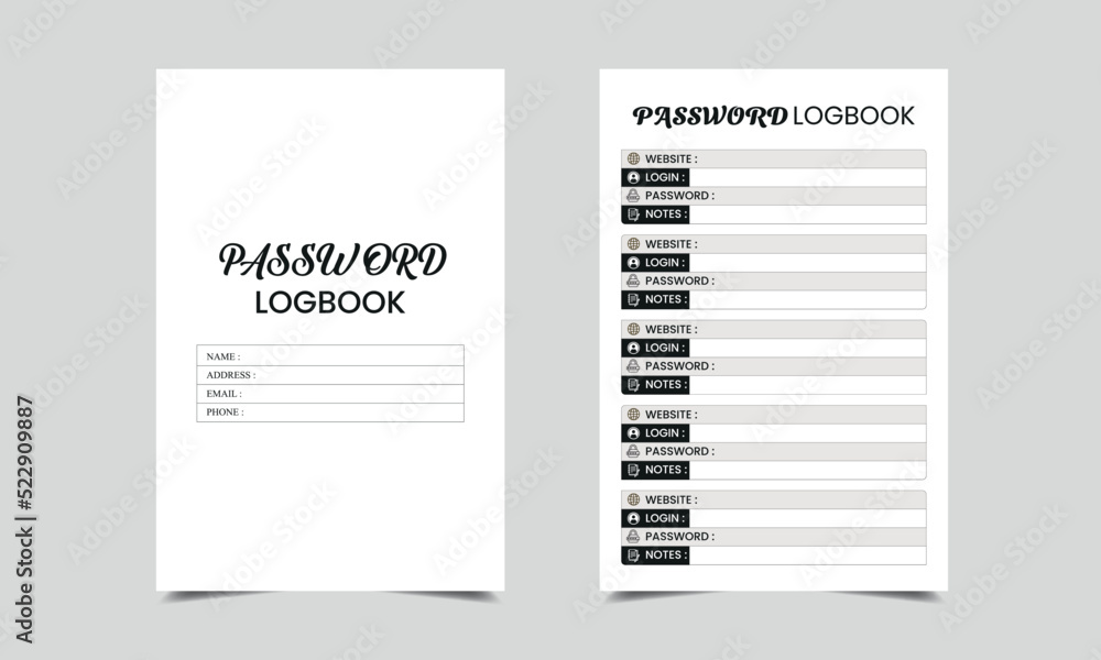 Password Tracker logbook Template and kdp interior template. Printable ...