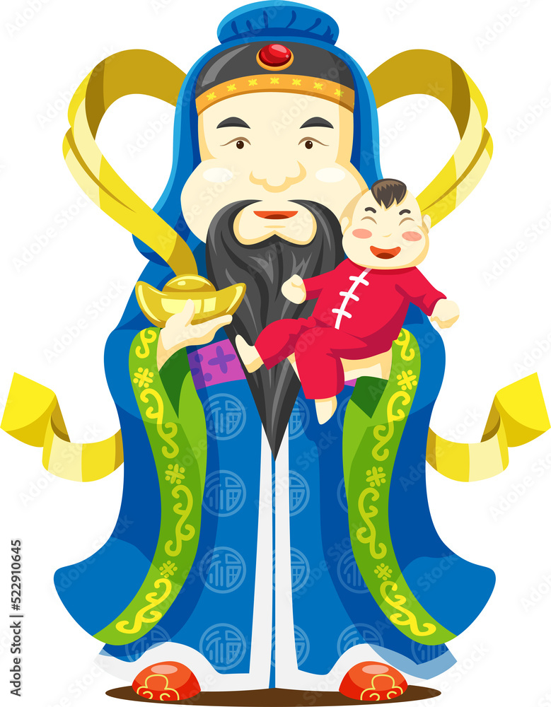 Sanxing and Caishen God The Chinese Three Star Gods of Luck Wealth ...