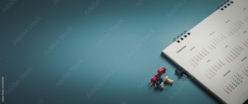 Embroidered red pins on a calendar event Planner calendar,clock to set ...