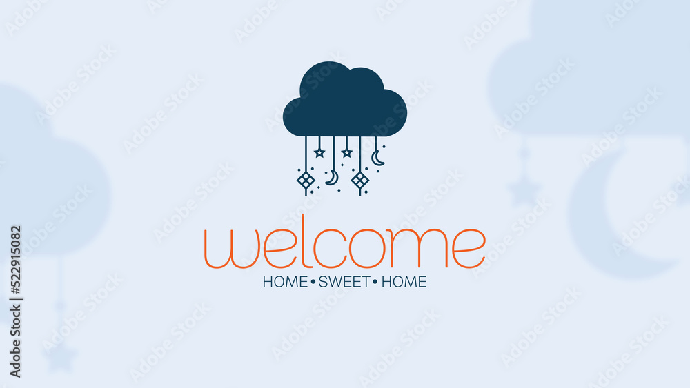 Beautiful welcome back home banner design concept. hand drawn islamic ...