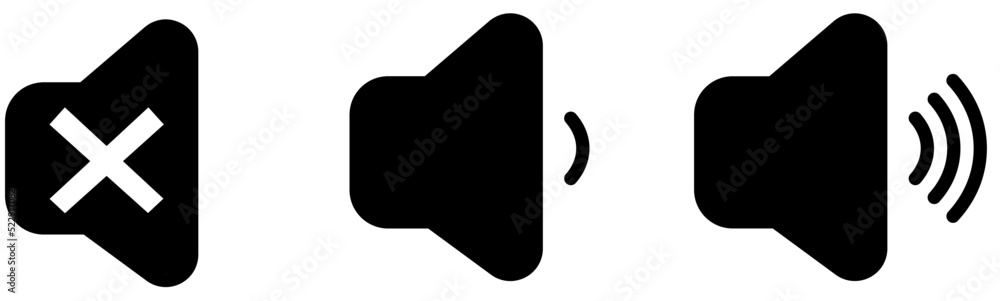 Set of volume icons Volume button. Set of icons of different volume ...