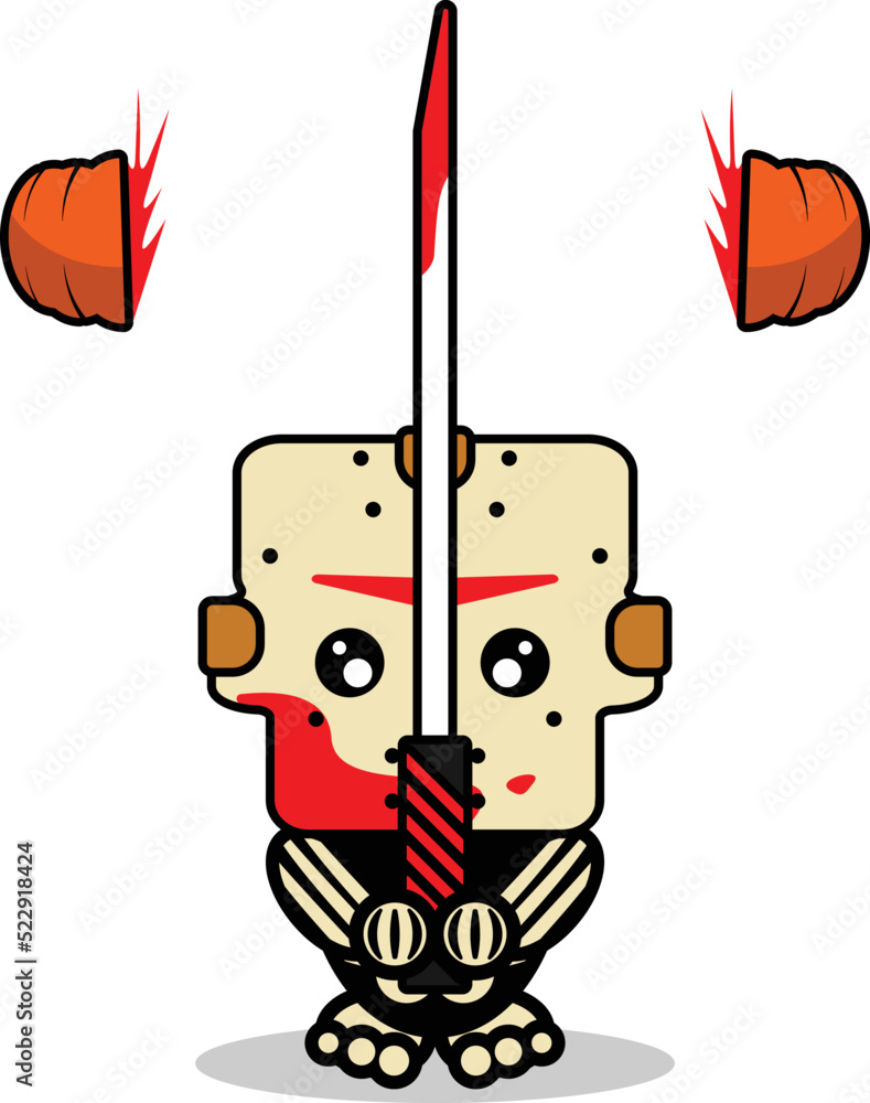 cute jason voorhees bone mascot character cartoon vector illustration ...