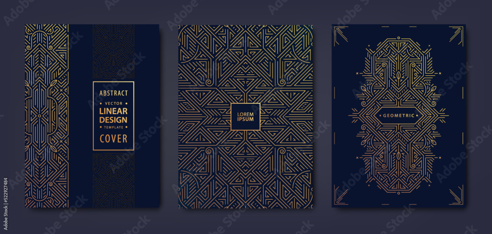 Set of vector Art deco, gatsby golden covers. Creative design templates ...