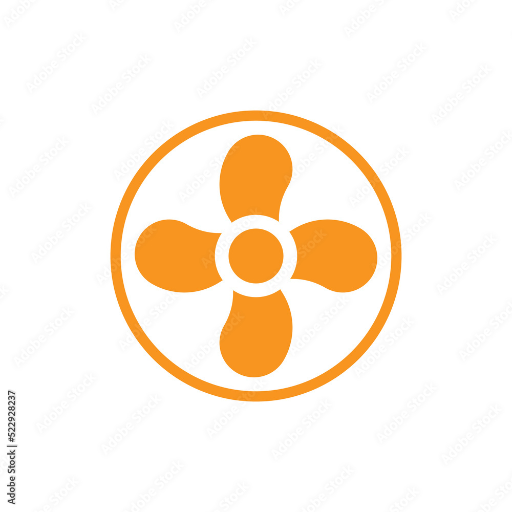 eps10 orange vector electric fan icon isolated on white background ...