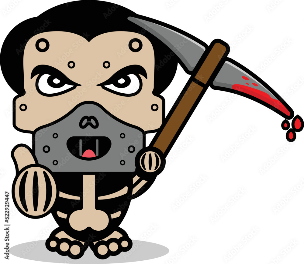 cute hannibal lecter bone mascot character cartoon vector illustration ...