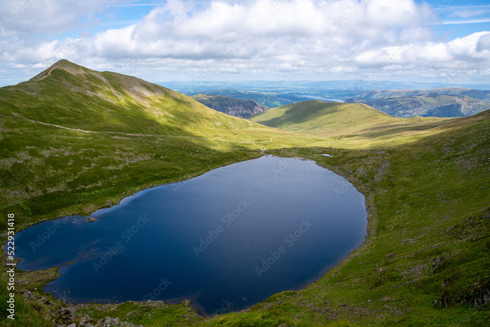 National Park Lake District, Helvellyn Hills, view while climbing Lake ...
