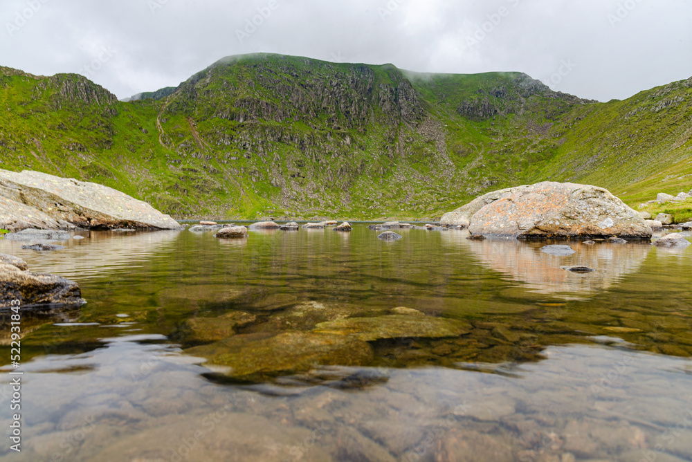 National Park Lake District, Helvellyn Hills, view while climbing Lake ...