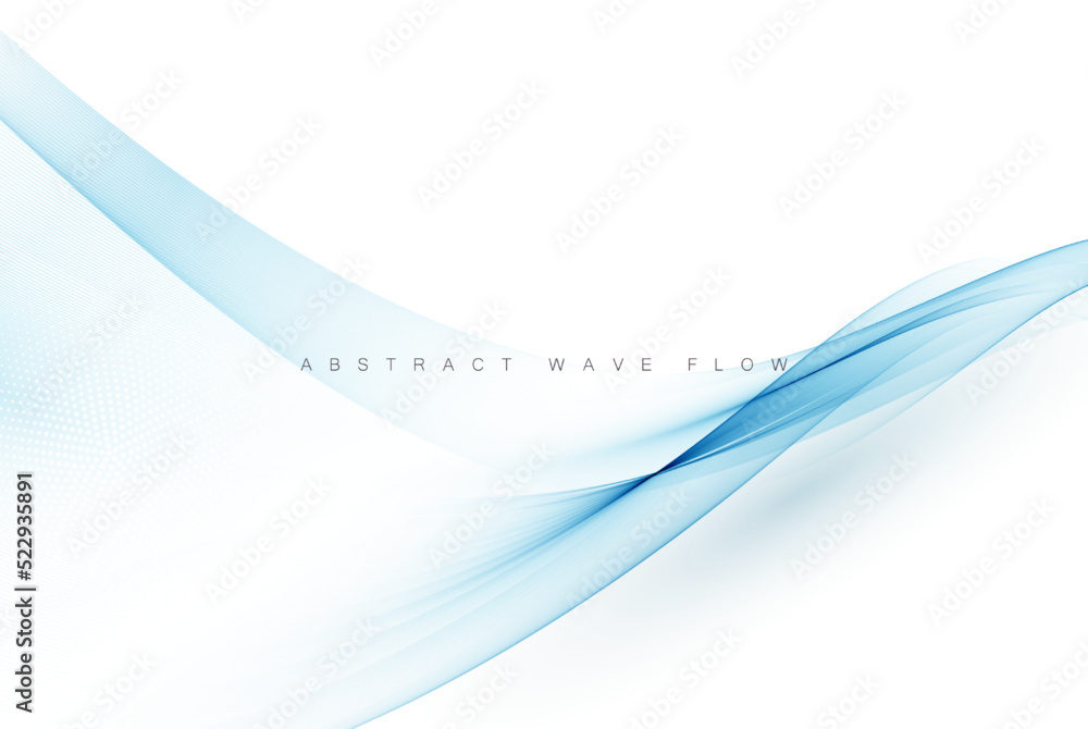 Abstract blue transparent flow lines.Vector blue wave background. Stock ...