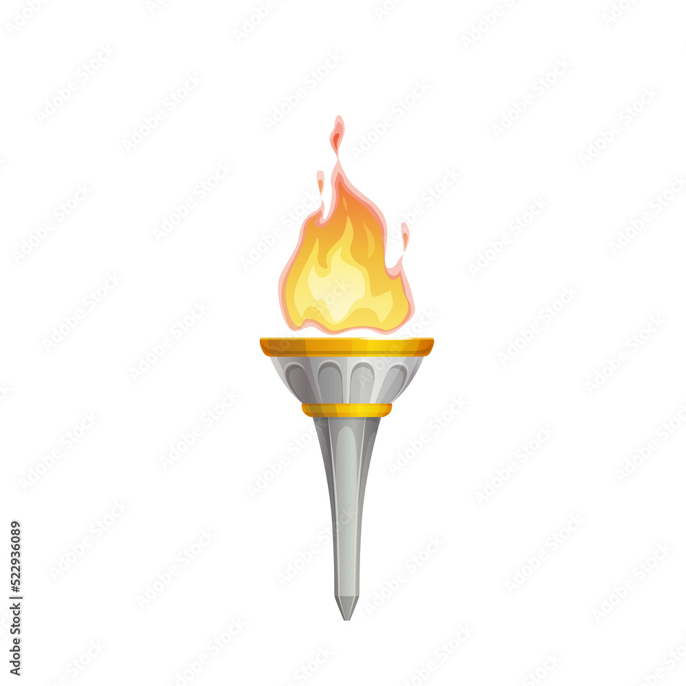 Cartoon medieval vector torch game asset, flambeau Stock Illustration ...